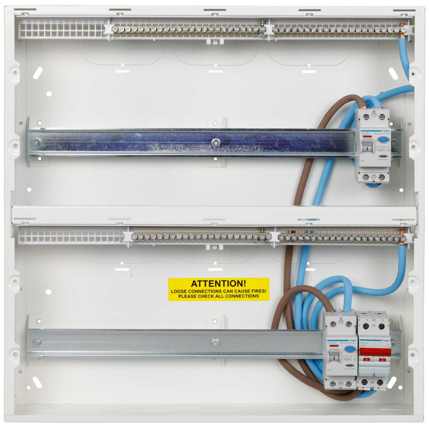 Hager 18 + 20 Dual Row Dual 100A RCD Split Load Metal Clad Consumer ... Hager 18 + 20 Dual Row Dual 100A RCD Split Load Metal Clad Consumer ...
