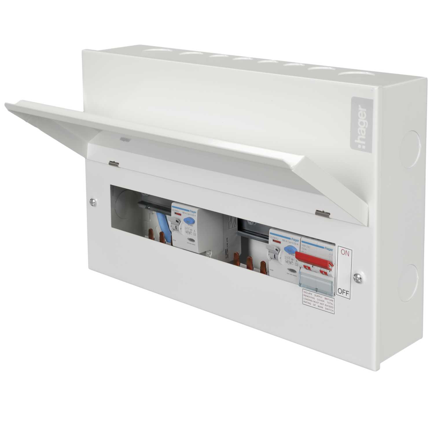Hager 5 + 5 Dual 100A RCD Split Load Metal Clad Consumer Unit with ...