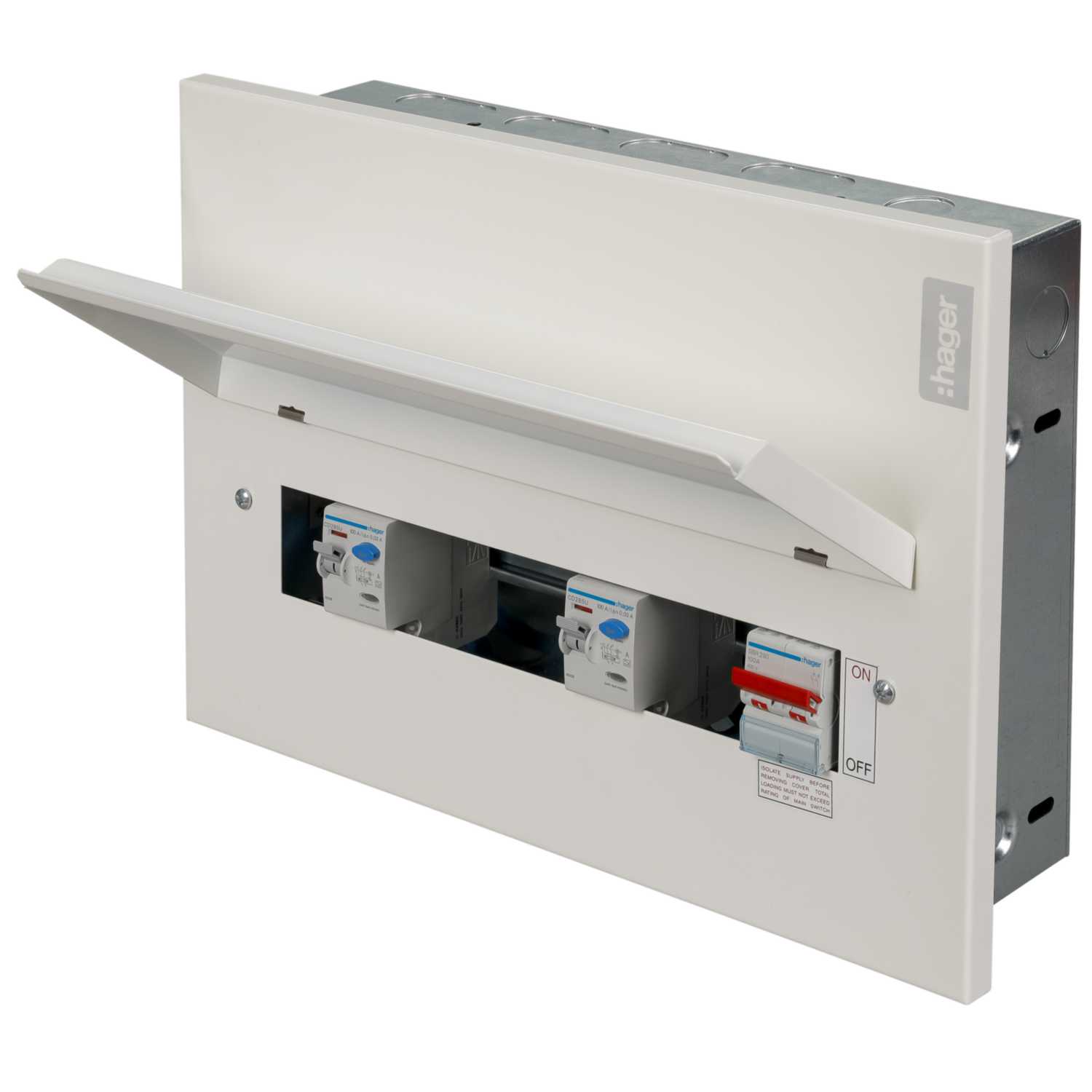 Hager 10 Way Dual 100A RCD High Integrity Flush Metal Clad Consumer ...