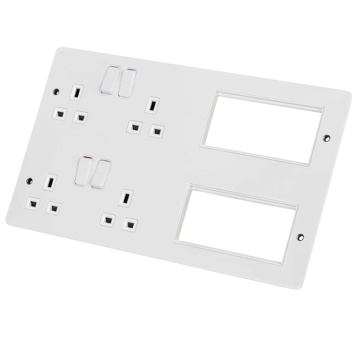 Hager Sollysta 8 Module Lounge Front Plate with 2 x 13A Double Sockets ...