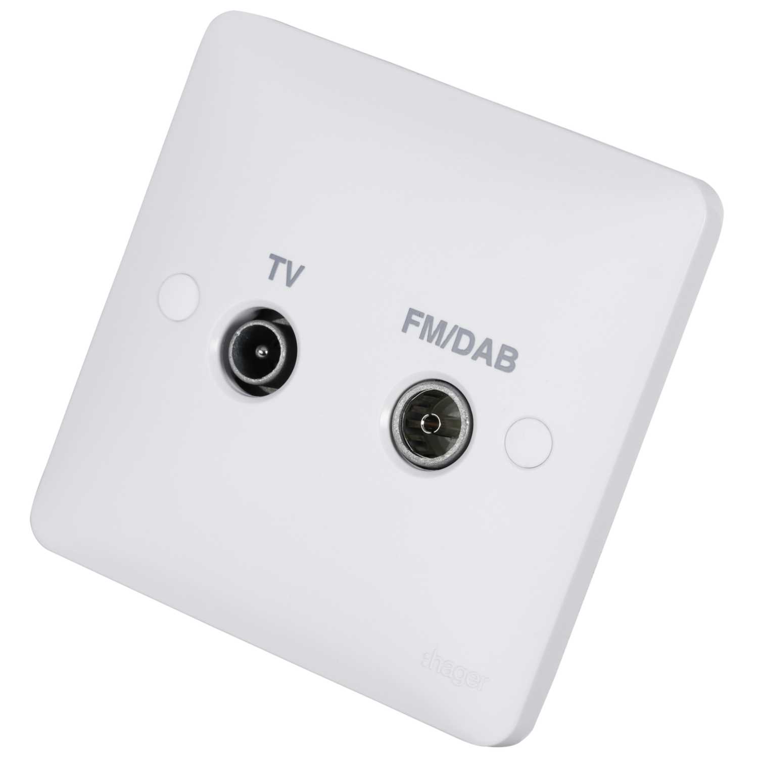 Hager Sollysta 1 Gang Coaxial and FM / DAB Socket White (WMDX) | CEF