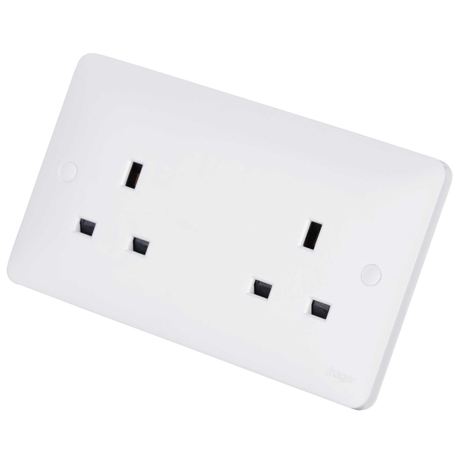 Hager Sollysta 13A 2 Gang Unswitched Socket White (WMS82) | CEF