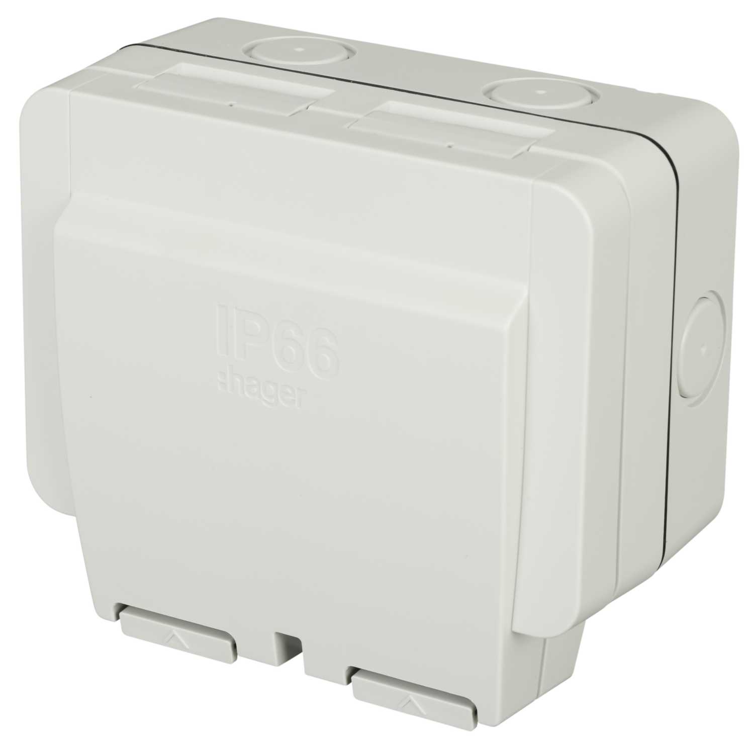 Hager Sollysta 13A 2 Gang Double Pole Switched Socket IP66 Grey ...