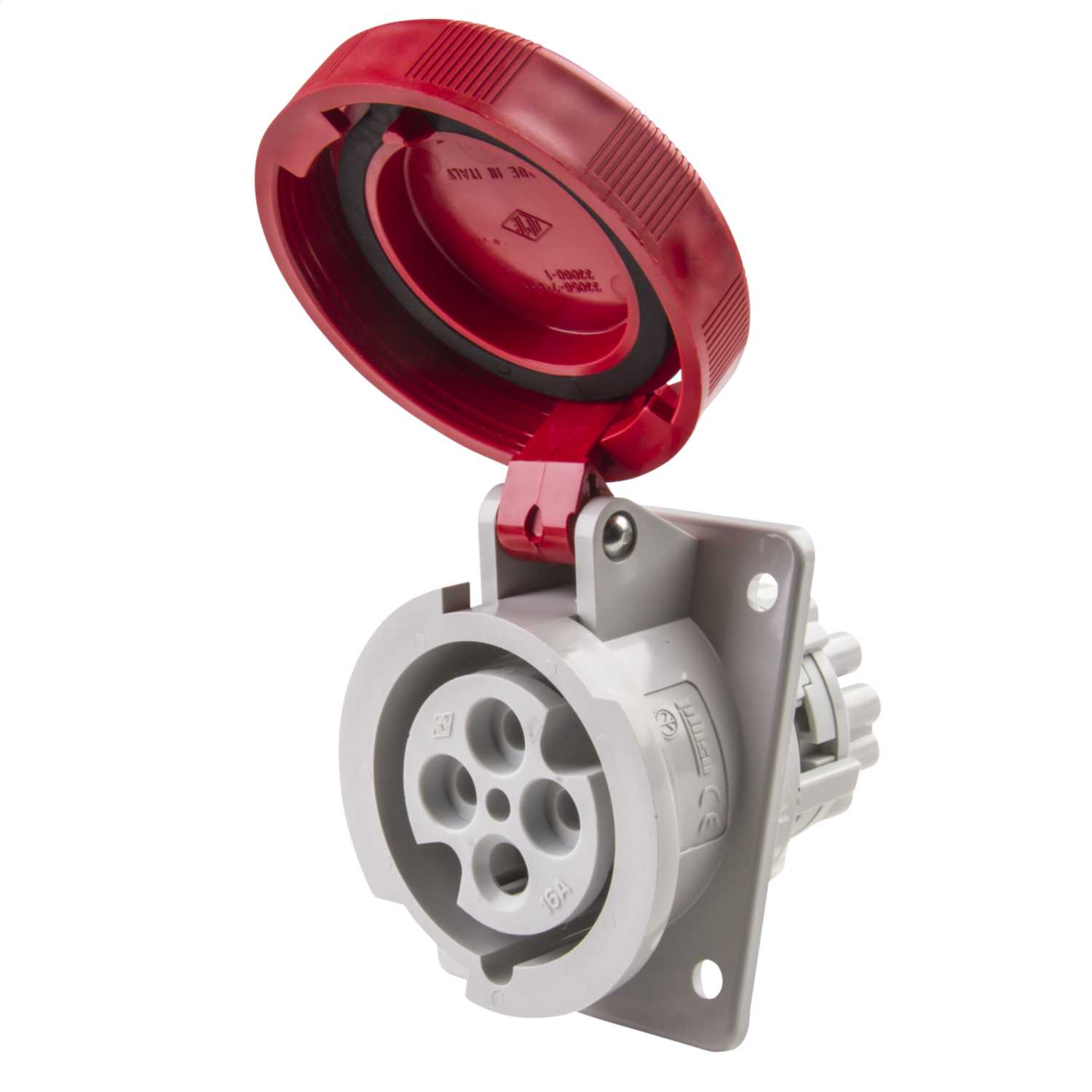 Ilme 16A 3P+E 415V Angled Panel Mounted Socket IP67 (PEW1664PI) | CEF