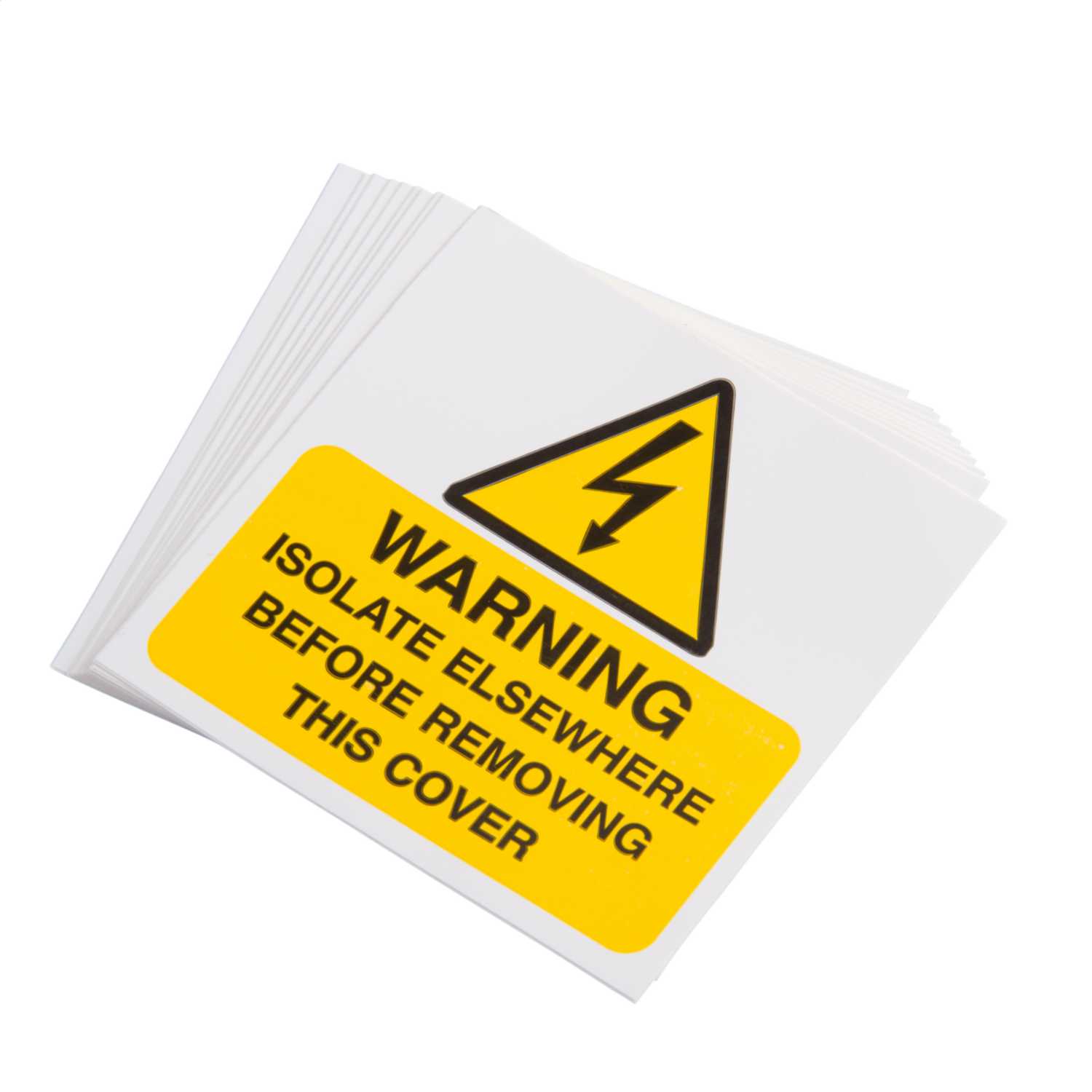 Industrial Signs 75mm x 75mm Warning Isolate Elsewhere Label (Pack of ...