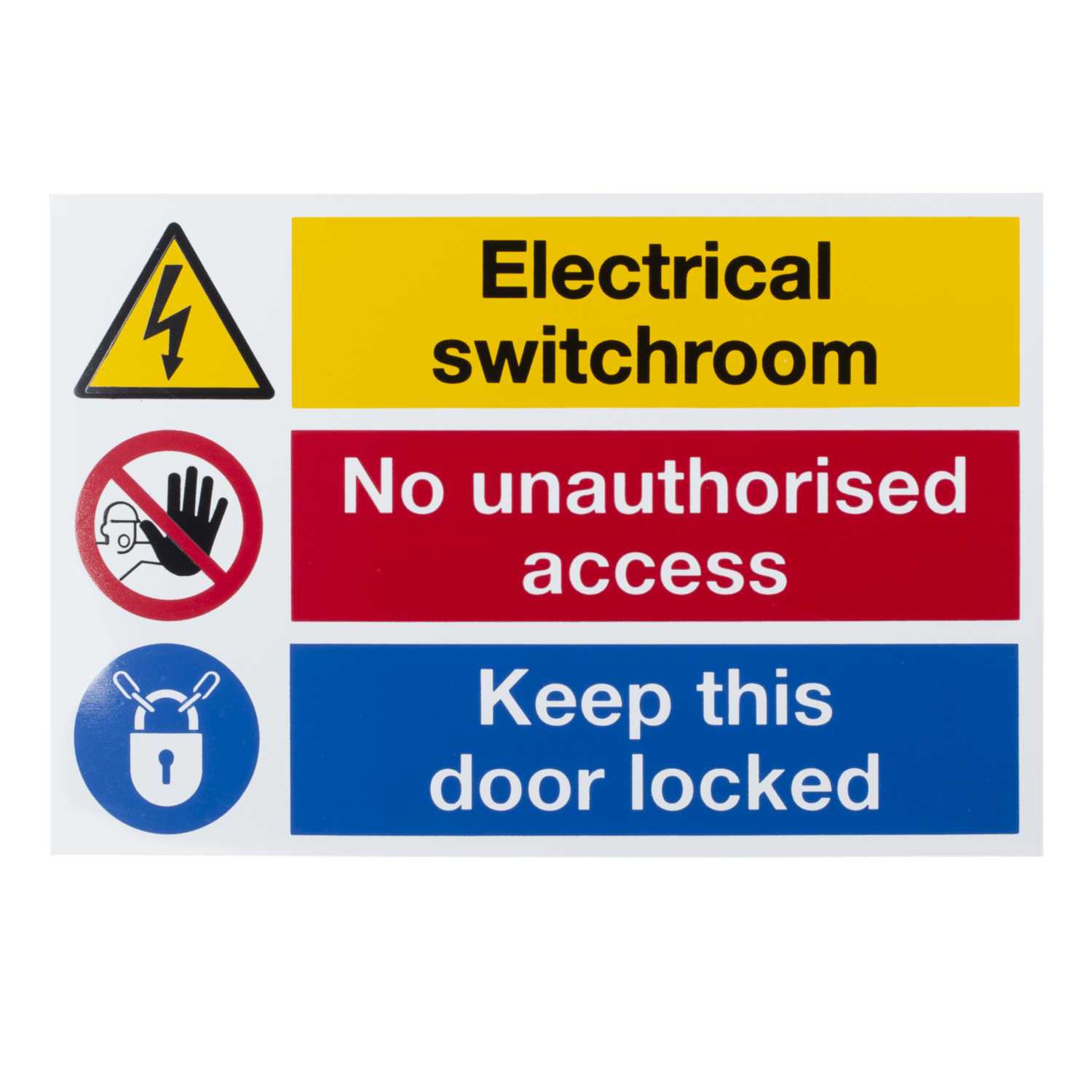 Industrial Signs 'Electrical Switchroom / No Unauthorised Access' Rigid ...