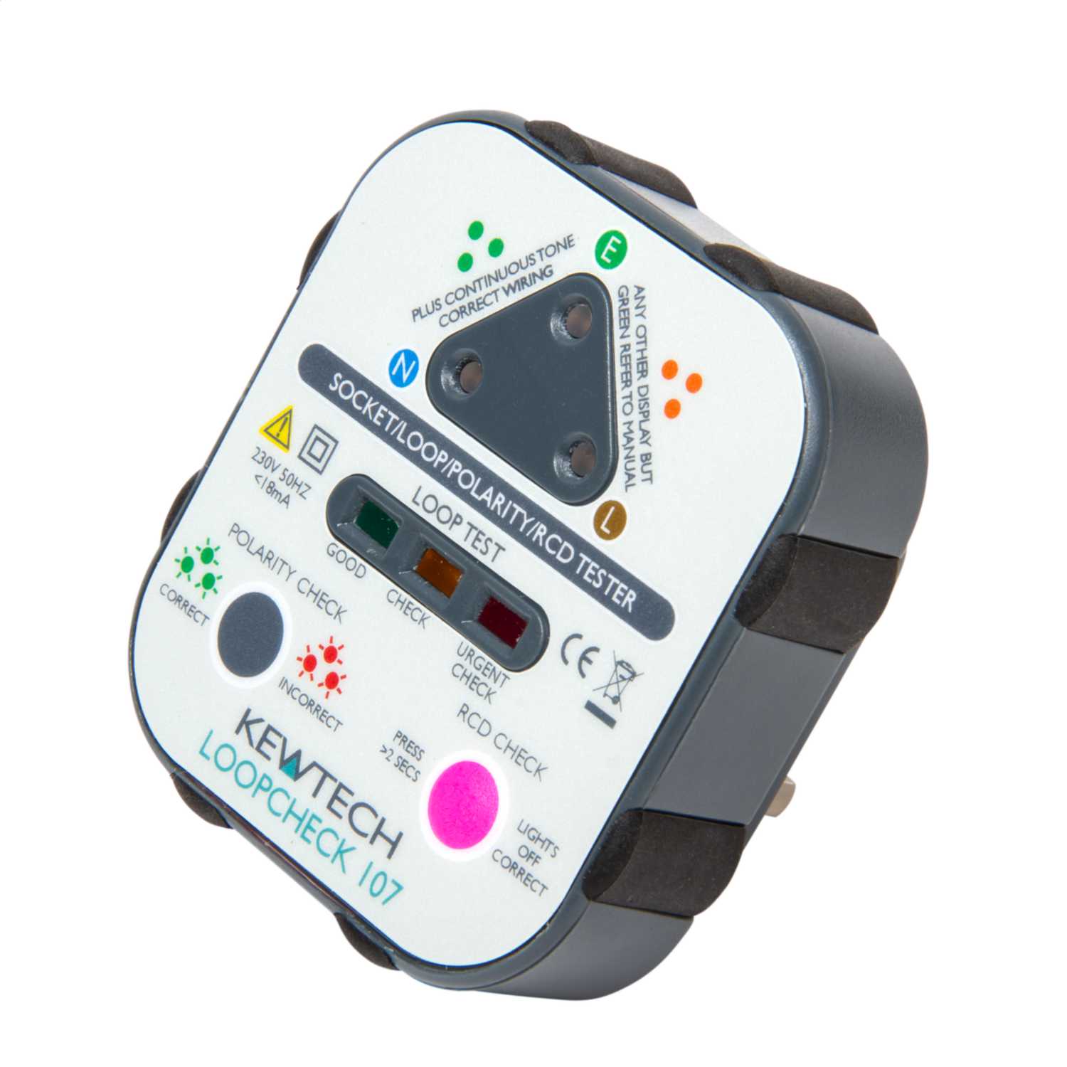 Kewtech LOOPCHECK 107 Mains Socket Tester with Earth Loop Check ...