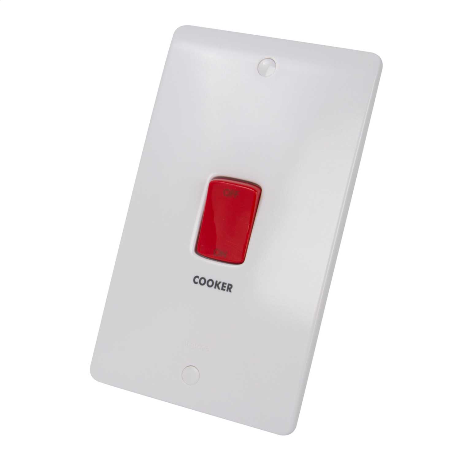 Legrand 45A DP 2 Gang Vertical Switch Red Rocker marked Cooker White ...