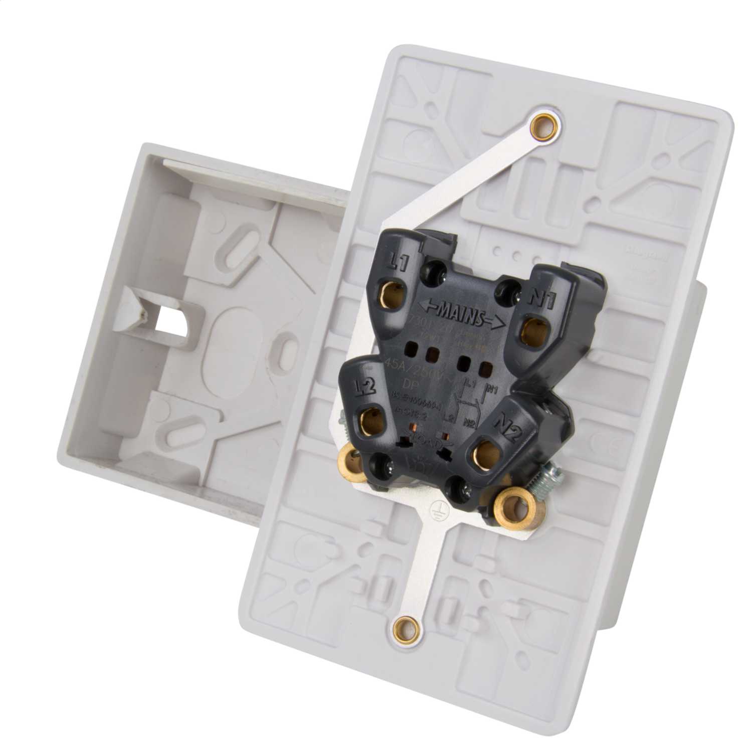 Legrand 45A DP 2 Gang Vertical Switch Red Rocker marked Cooker White ...