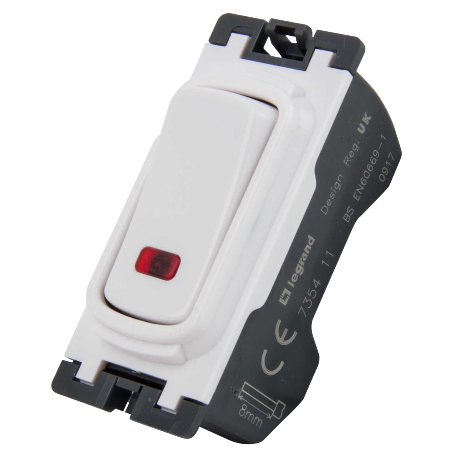 Legrand 20A Single Pole 1 Way Grid Switch with Red LED (735411) | CEF