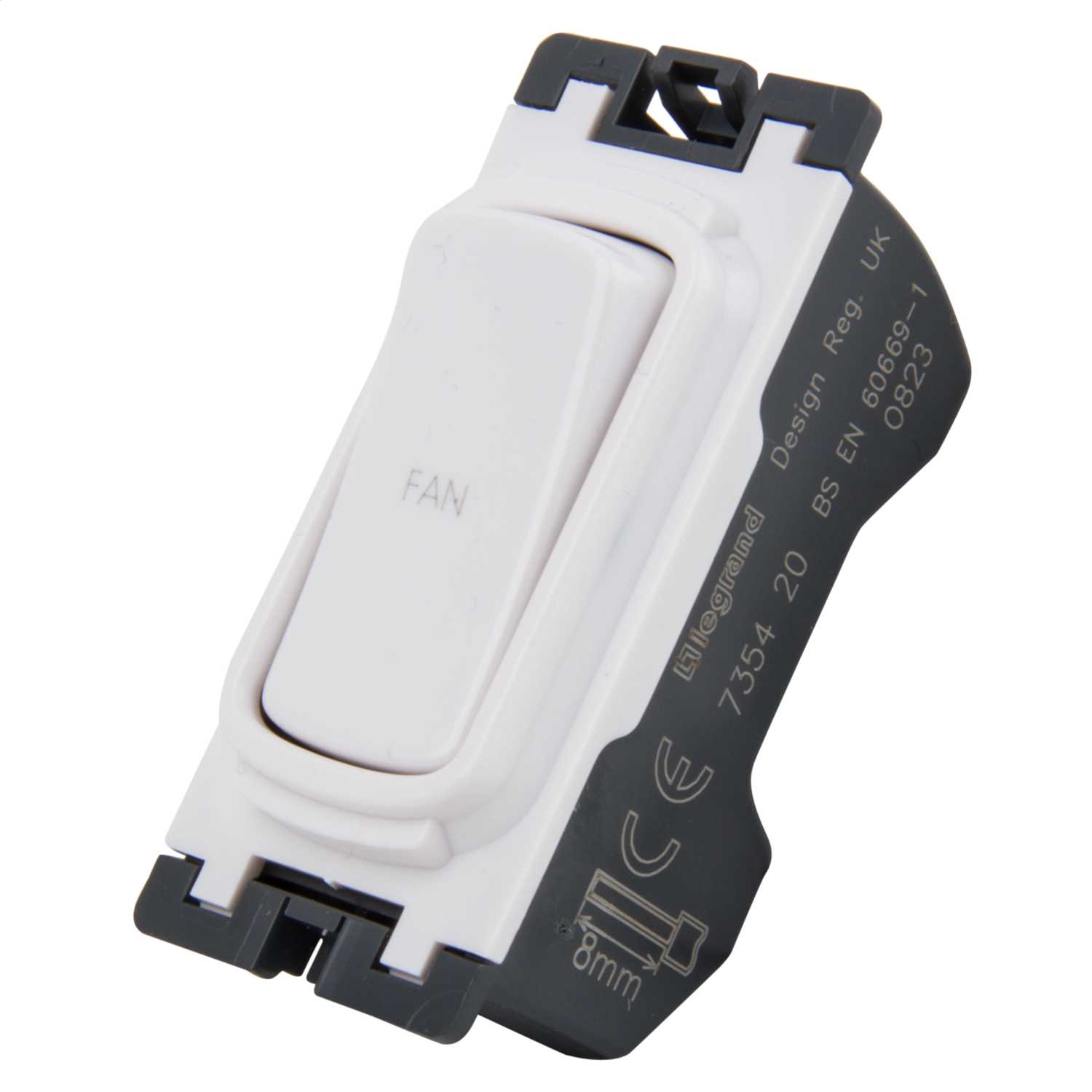 Legrand 20A Double Pole Grid Switch marked Fan (735420FN) | CEF