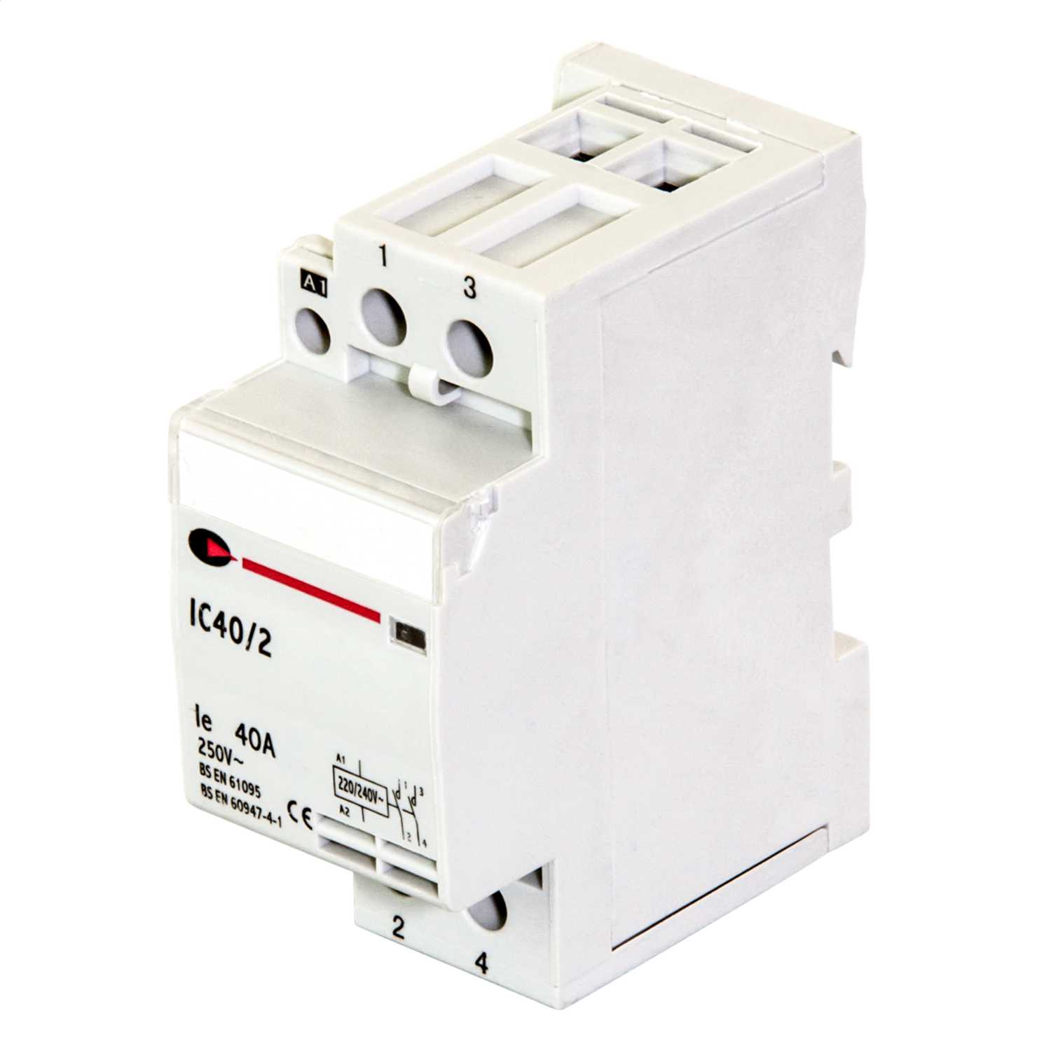 Lewden 230V 40A 2 Pole Contactor with 2 NO Contacts (IC40/2) | CEF