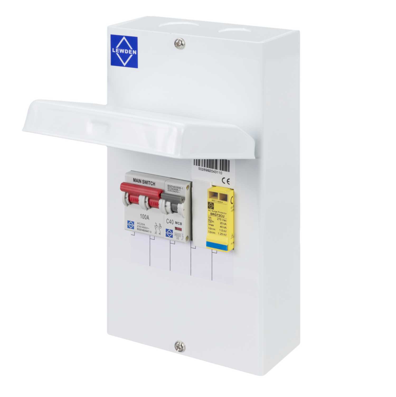 Lewden 20kA Single Pole and Neutral Type 2 SPD Kit with Enclosure ...