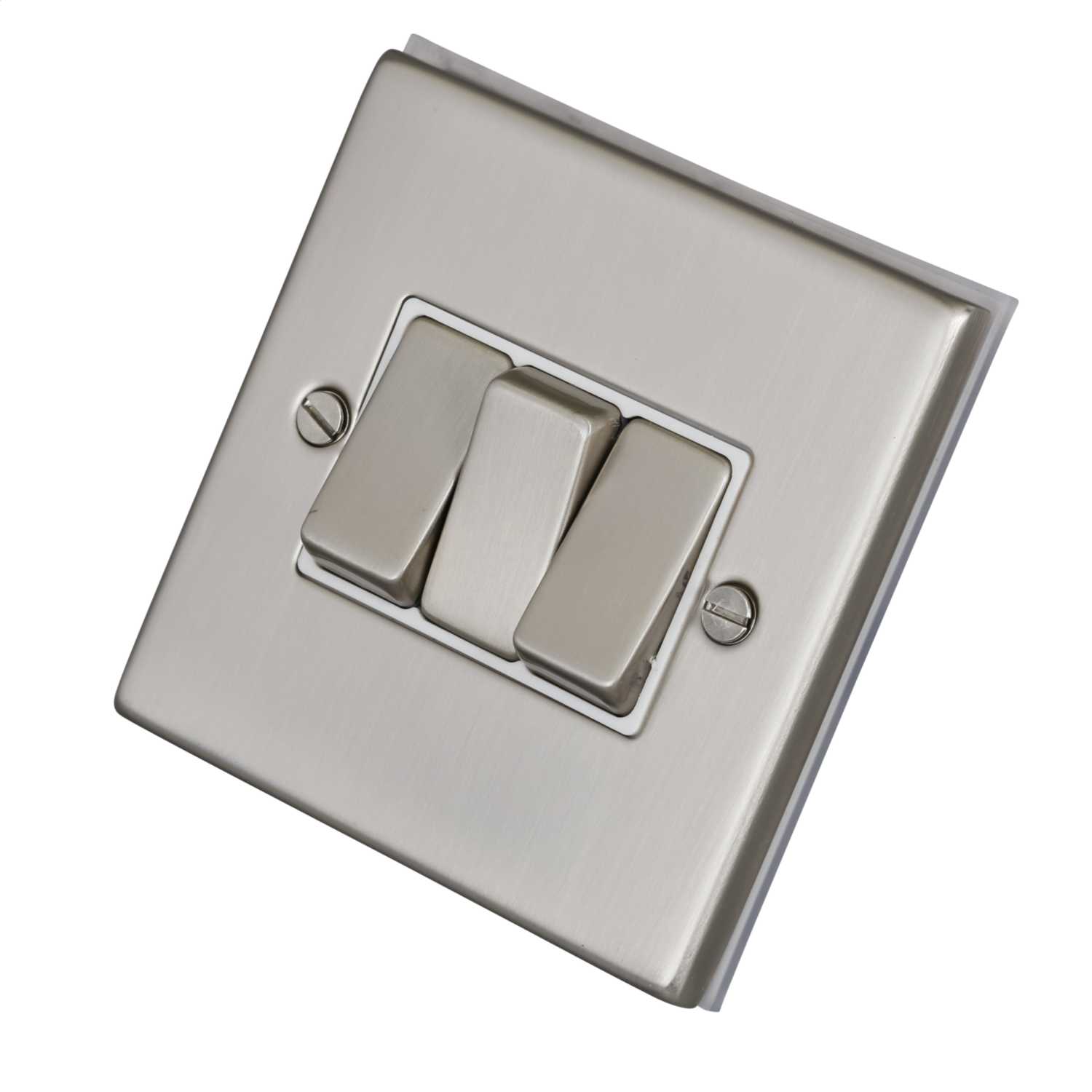 LGA Selectric 7M-Pro 10A 3 Gang 2 Way Switch Metal / White Insert Satin ...