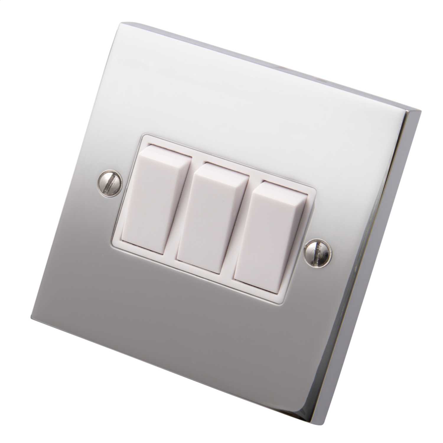Heritage 6A 3 Gang 2 Way Light Switch White Insert Polished Chrome ...