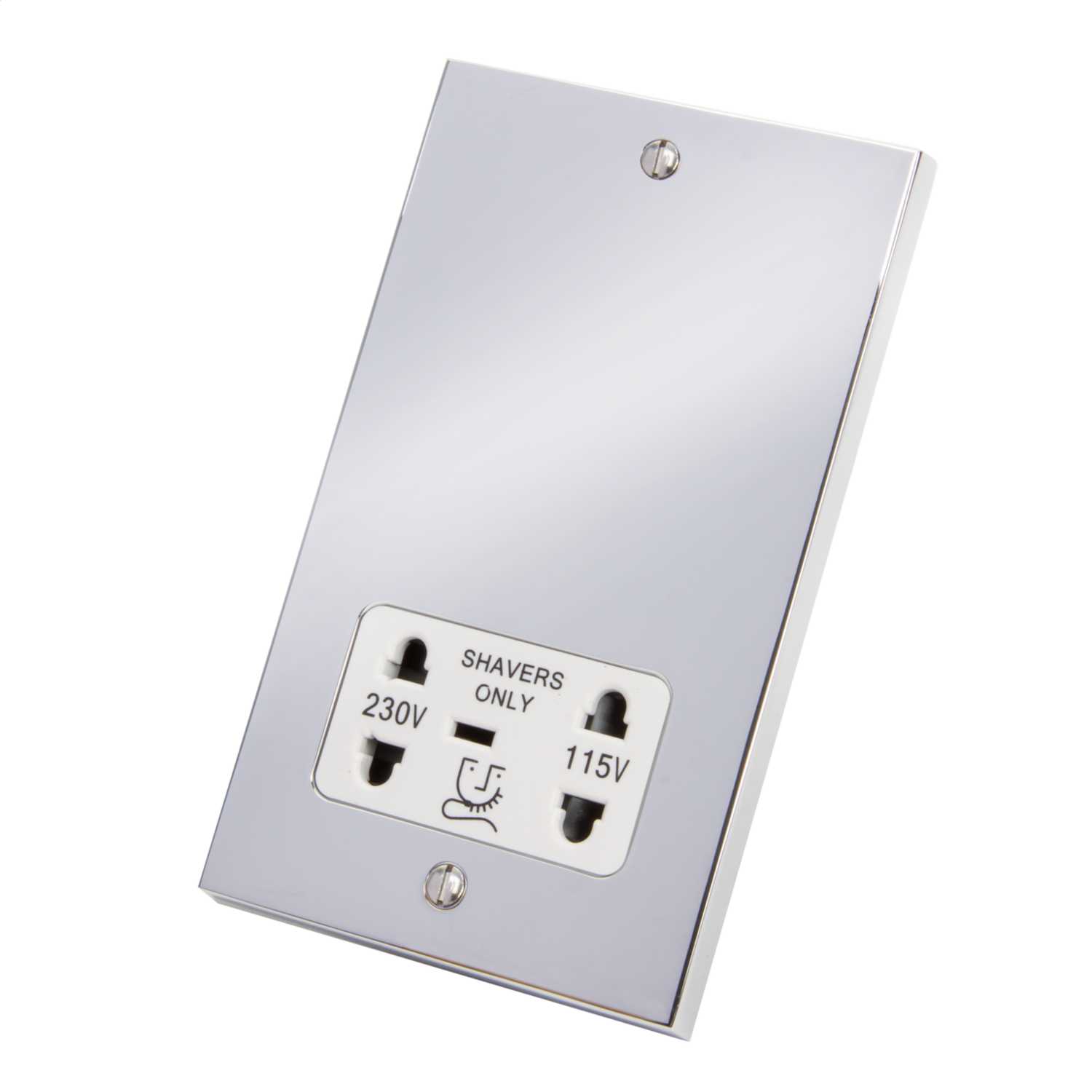 Heritage Dual Voltage Shaver Socket White Insert Polished Chrome ...