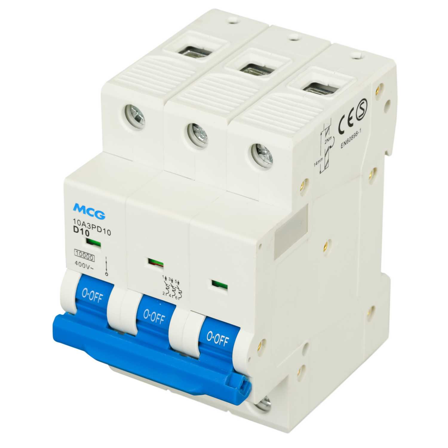 MCG 10A Triple Pole 10kA D Curve MCB (10A3PD10) | CEF