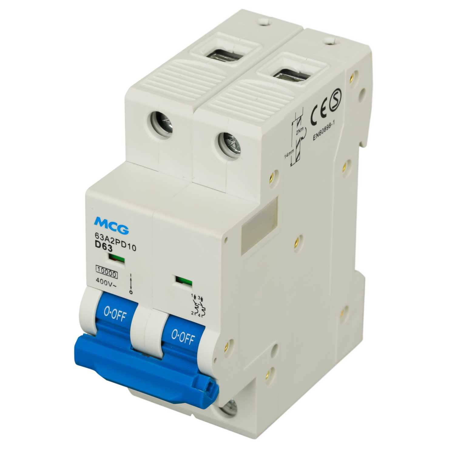 MCG 63A Double Pole 10kA D Curve MCB (63A2PD10) | CEF