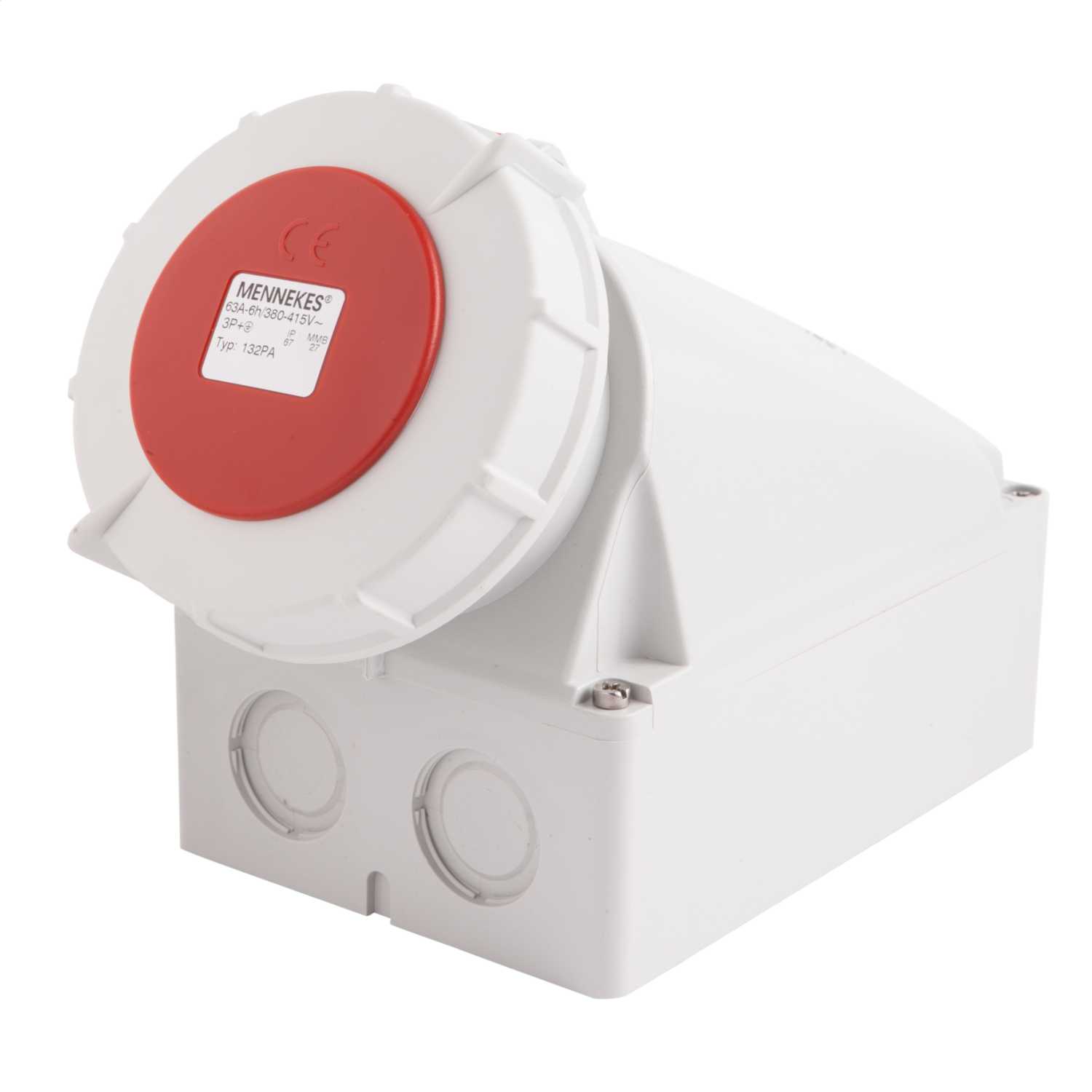 Mennekes 63A 3P+E 400V Wall Mounted Socket IP67 (132PA) | CEF