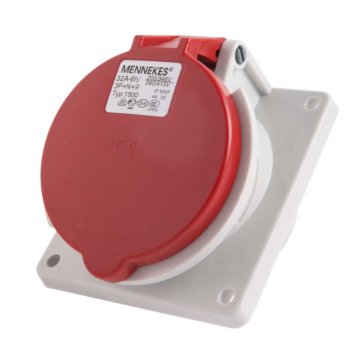 Mennekes 32A 3P+N+E 400V Angled Panel Mounted Socket IP44 (1500) | CEF