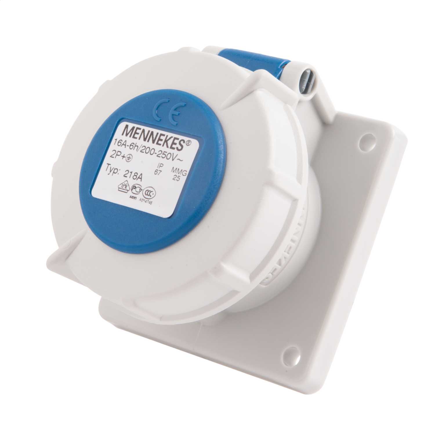 Mennekes 16A 2P+E 230V Panel Mounted Socket IP67 (218A) | CEF