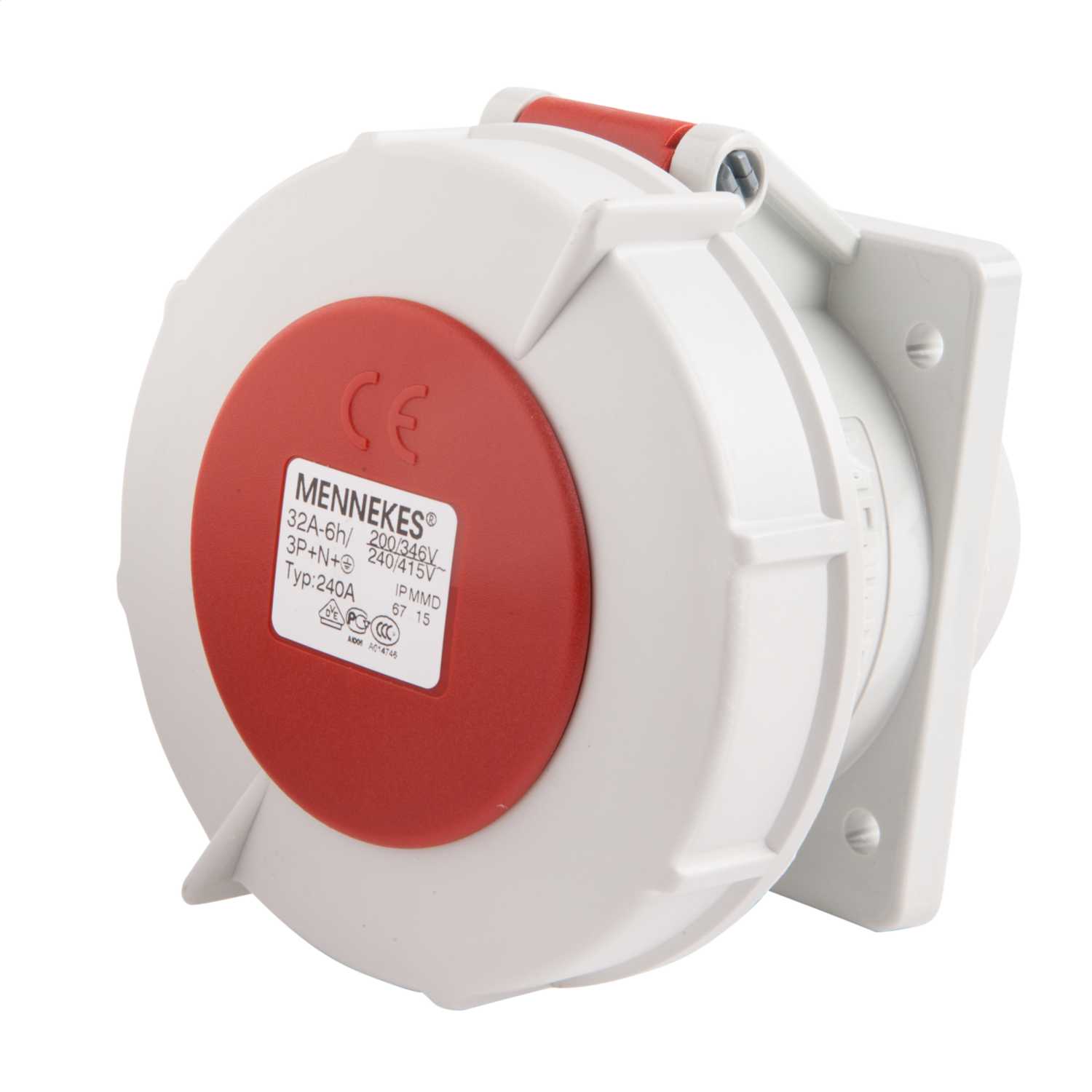 Mennekes 32A 3P+N+E 400V Panel Mounted Socket IP67 (240A) | CEF