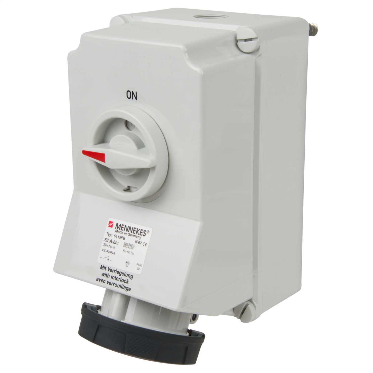 Mennekes 63A 3P+N+E 400V Interlocked Switched Socket IP67 (5113PB) | CEF