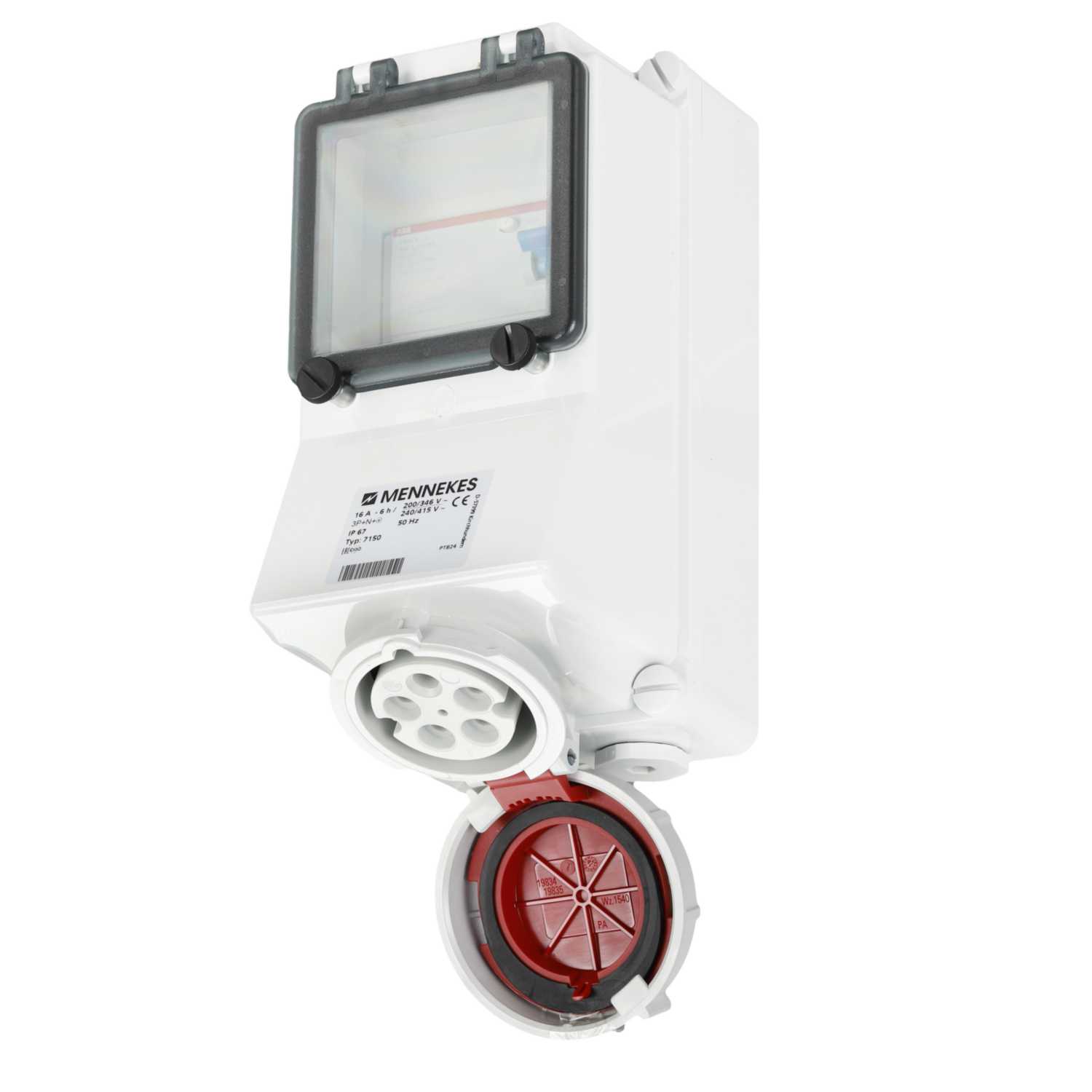 Mennekes 16A 3P+N+E 400V RCD Protected Socket IP67 (7150MEL) | CEF