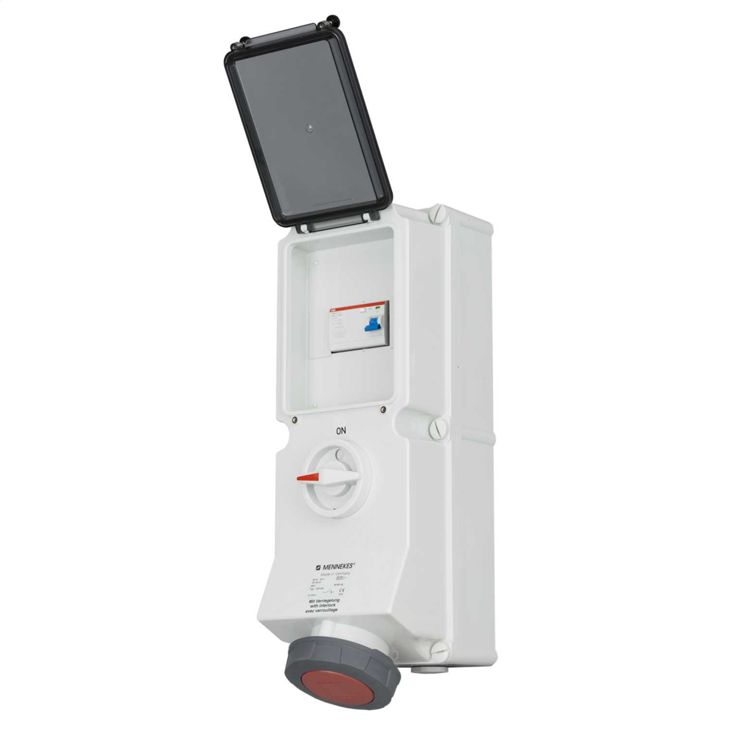 Mennekes 63A 3P+N+E 415V Interlocked Switched RCD Protected Socket IP67 ...