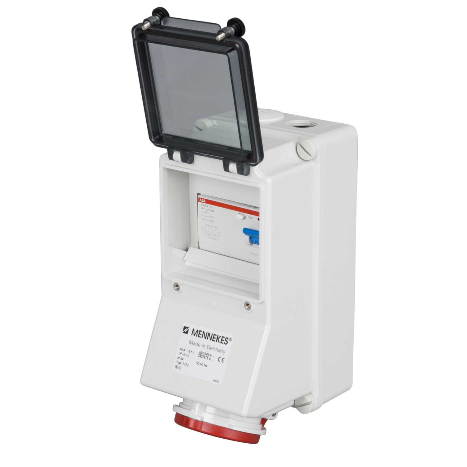 Mennekes 16A 3P+N+E 415V RCD Protected Socket IP44 (7312) | CEF