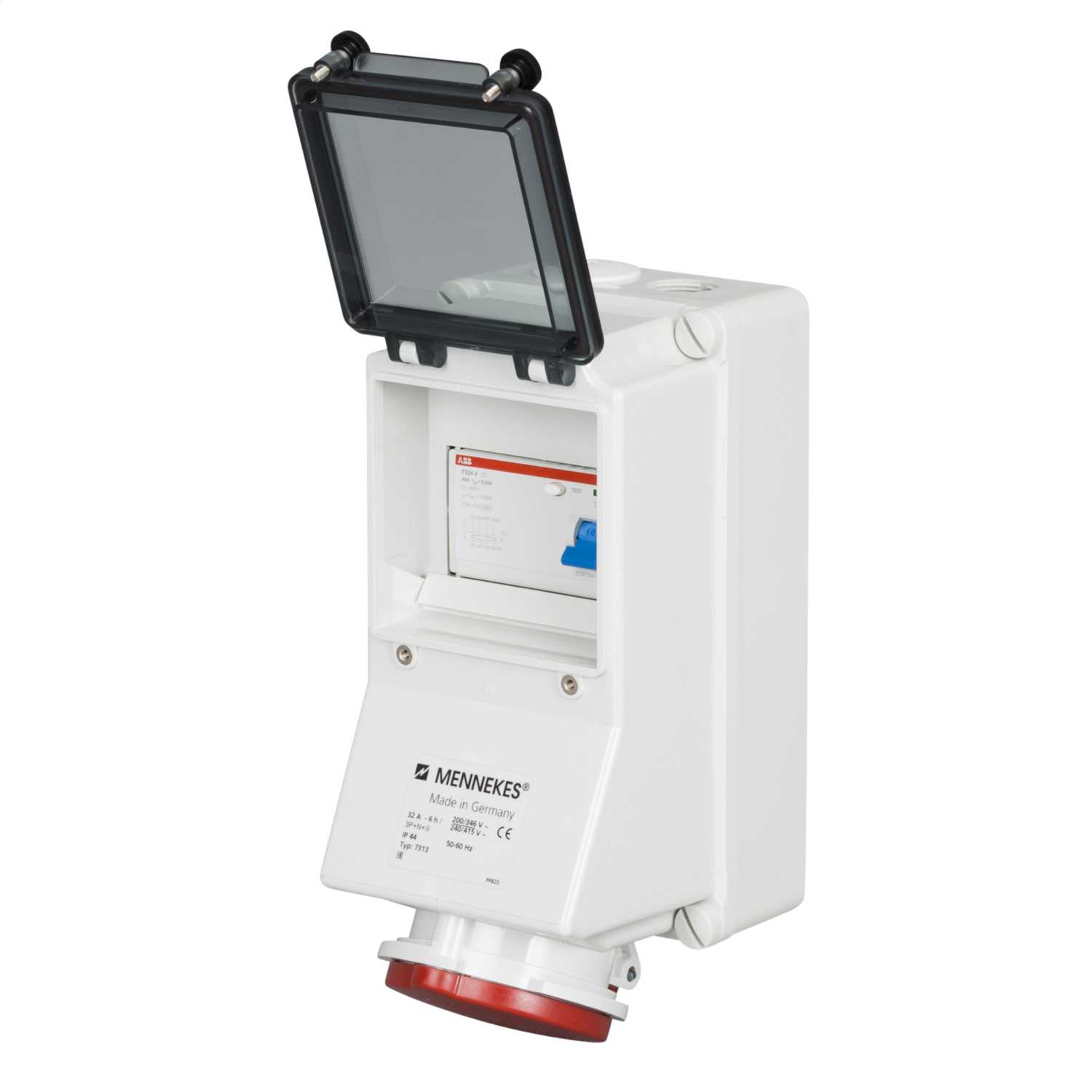 Mennekes 32A 3P+N+E 415V RCD Protected Socket IP44 (7313) | CEF