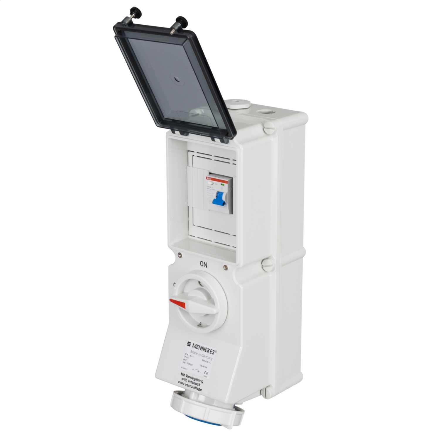 Mennekes 32A 2P+ E 230V Interlocked RCD Protected Socket IP67 (7470UK ...