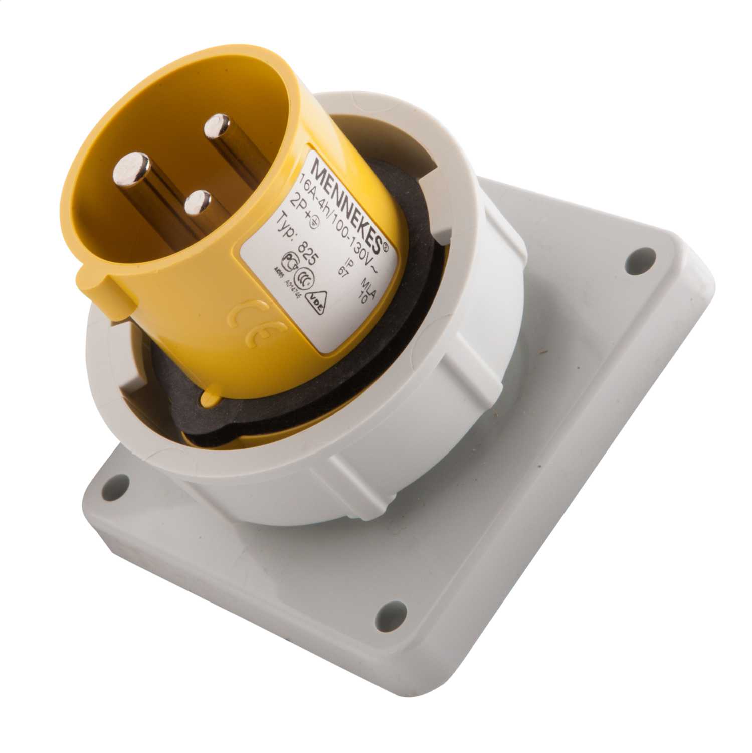 Mennekes 16A 2P+E 110V Panel Mounted Appliance Inlet IP67 (825) | CEF