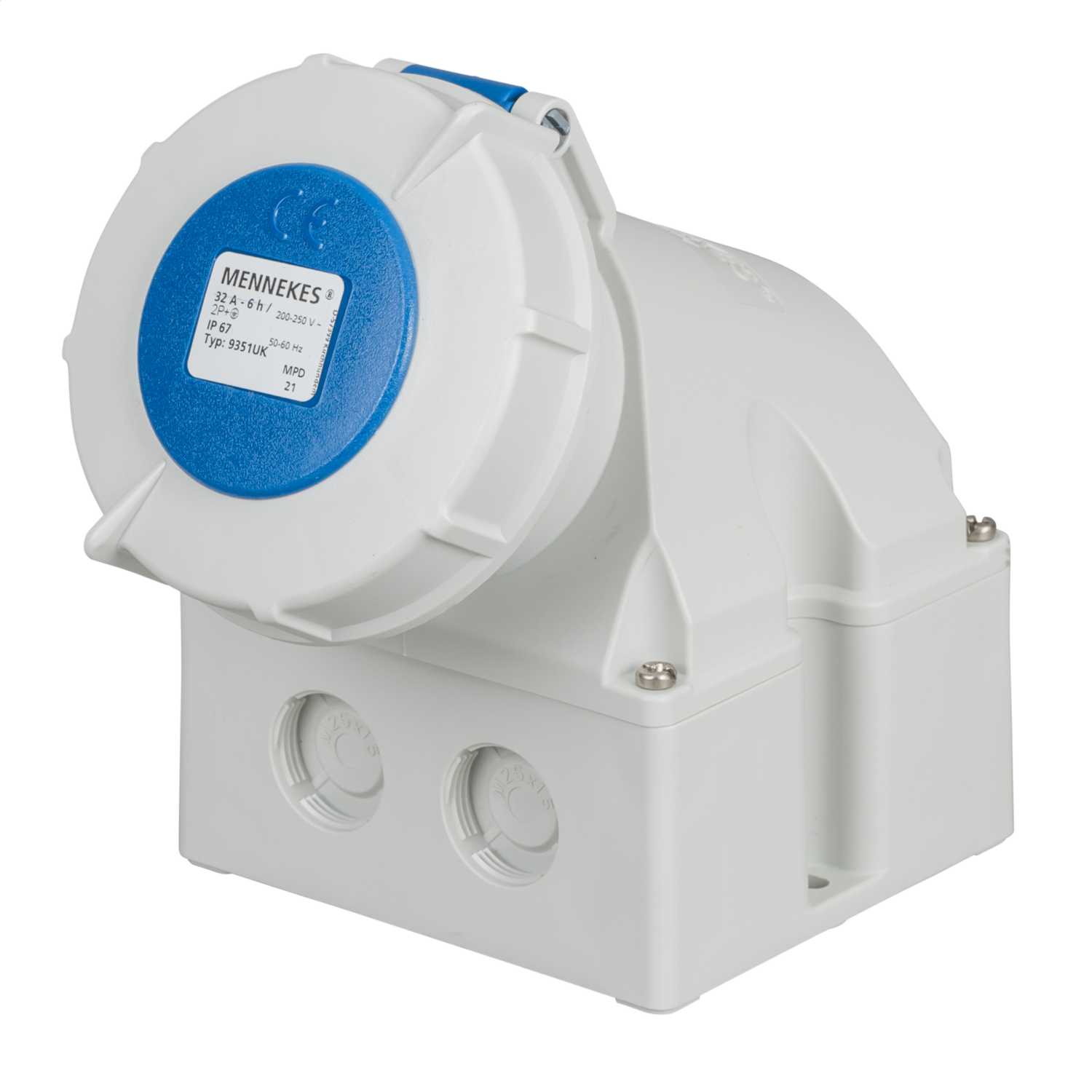 Mennekes 32A 2P+E 230V Wall Mounted Socket IP67 (9351UK) | CEF