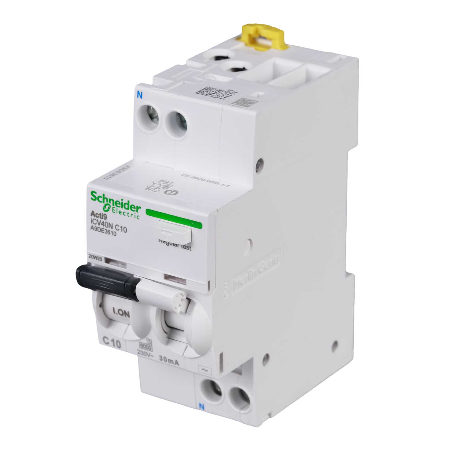 Schneider Acti9 10A Single Pole and Neutral 2 Module C Curve 6kA 30mA Type AC RCBO (A9DE3610) | CEF