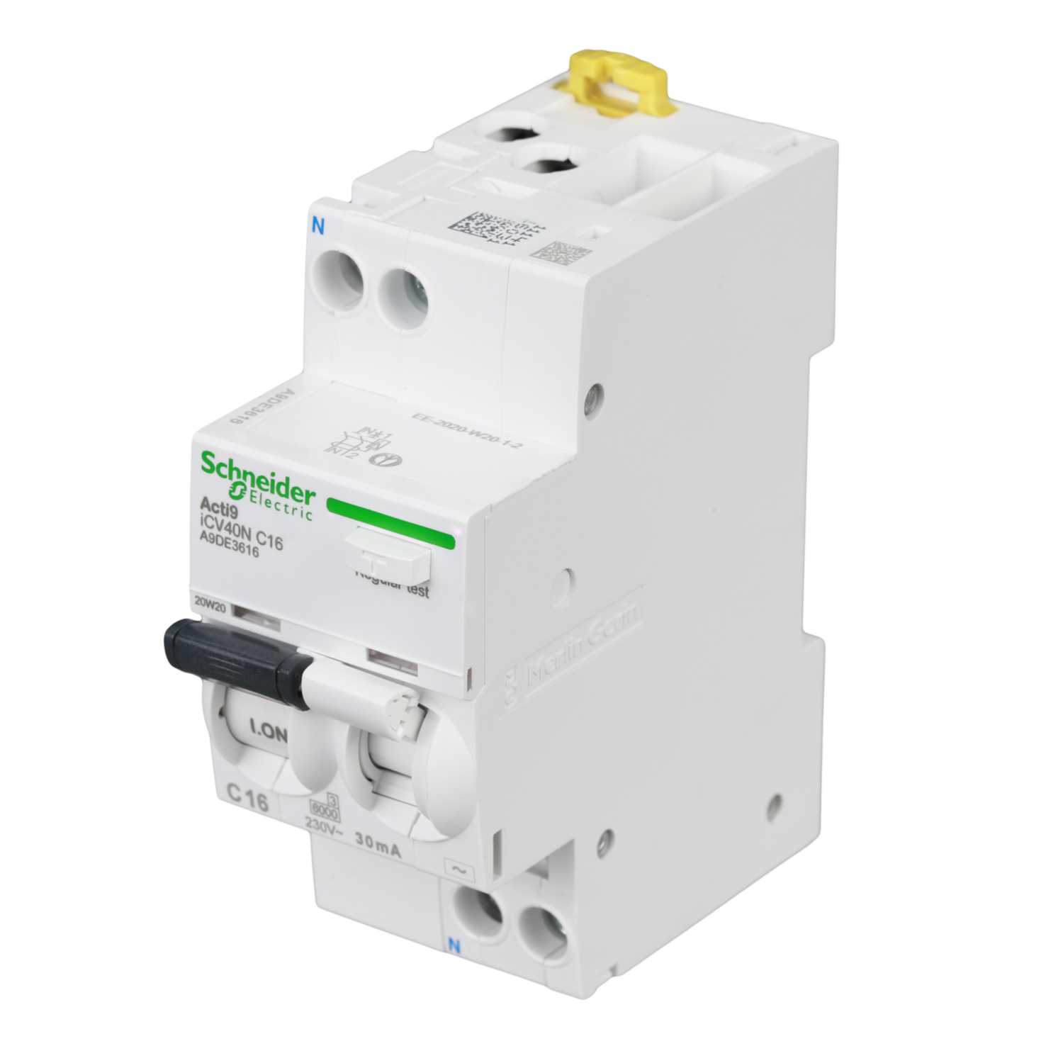 Schneider Acti9 16A Single Pole and Neutral 2 Module C Curve 6kA 30mA Type AC RCBO (A9DE3616) | CEF