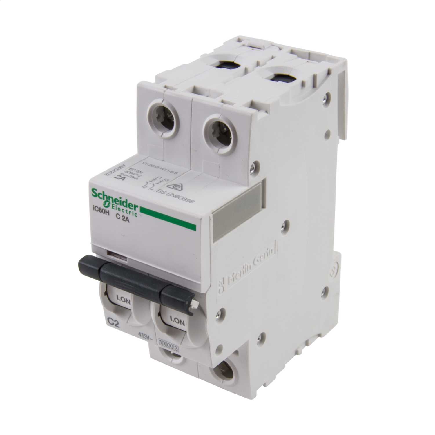 Schneider Acti9 2A Double Pole 10kA C Curve MCB (A9F54202) | CEF