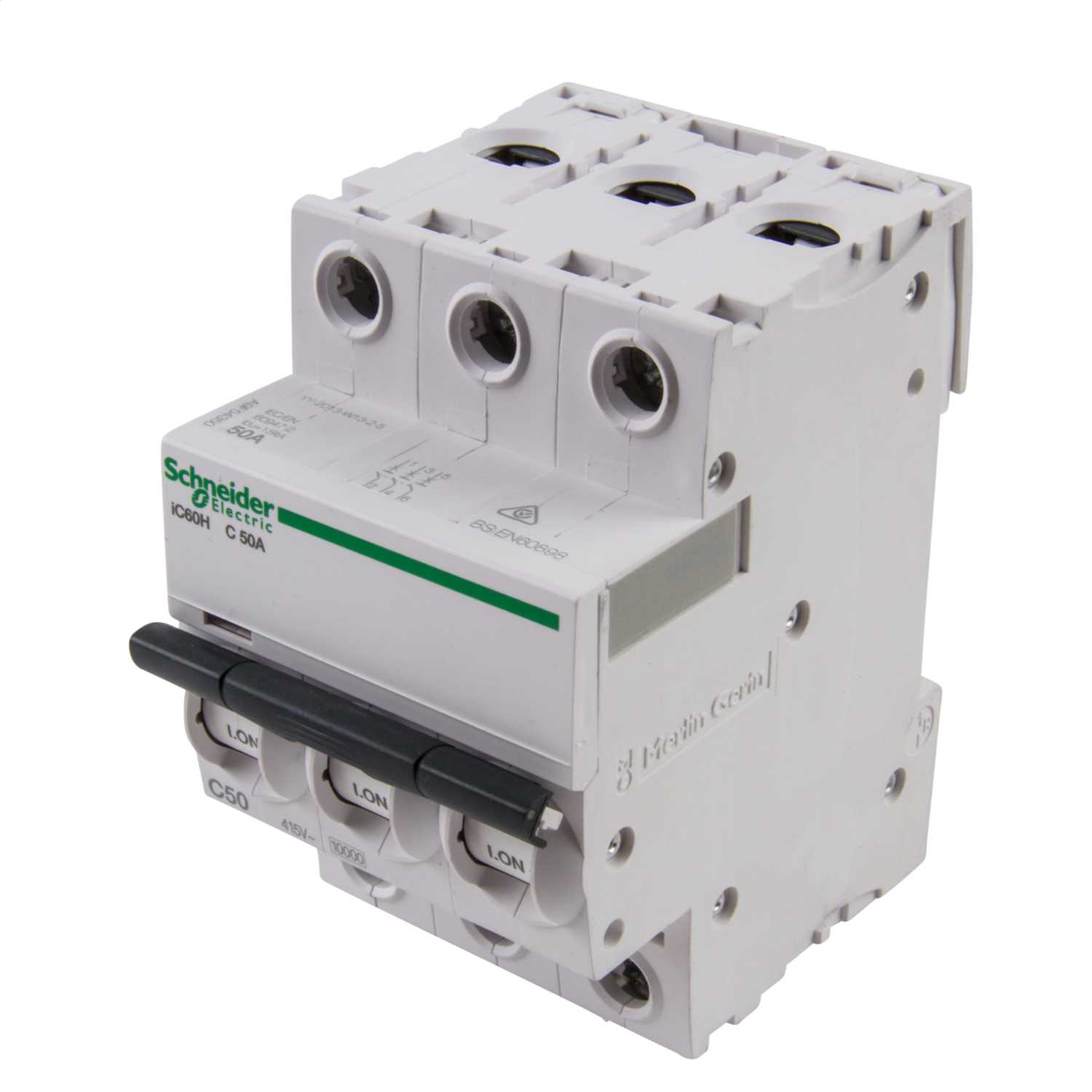 Schneider Acti9 50A Triple Pole 10kA C Curve MCB (A9F54350) | CEF