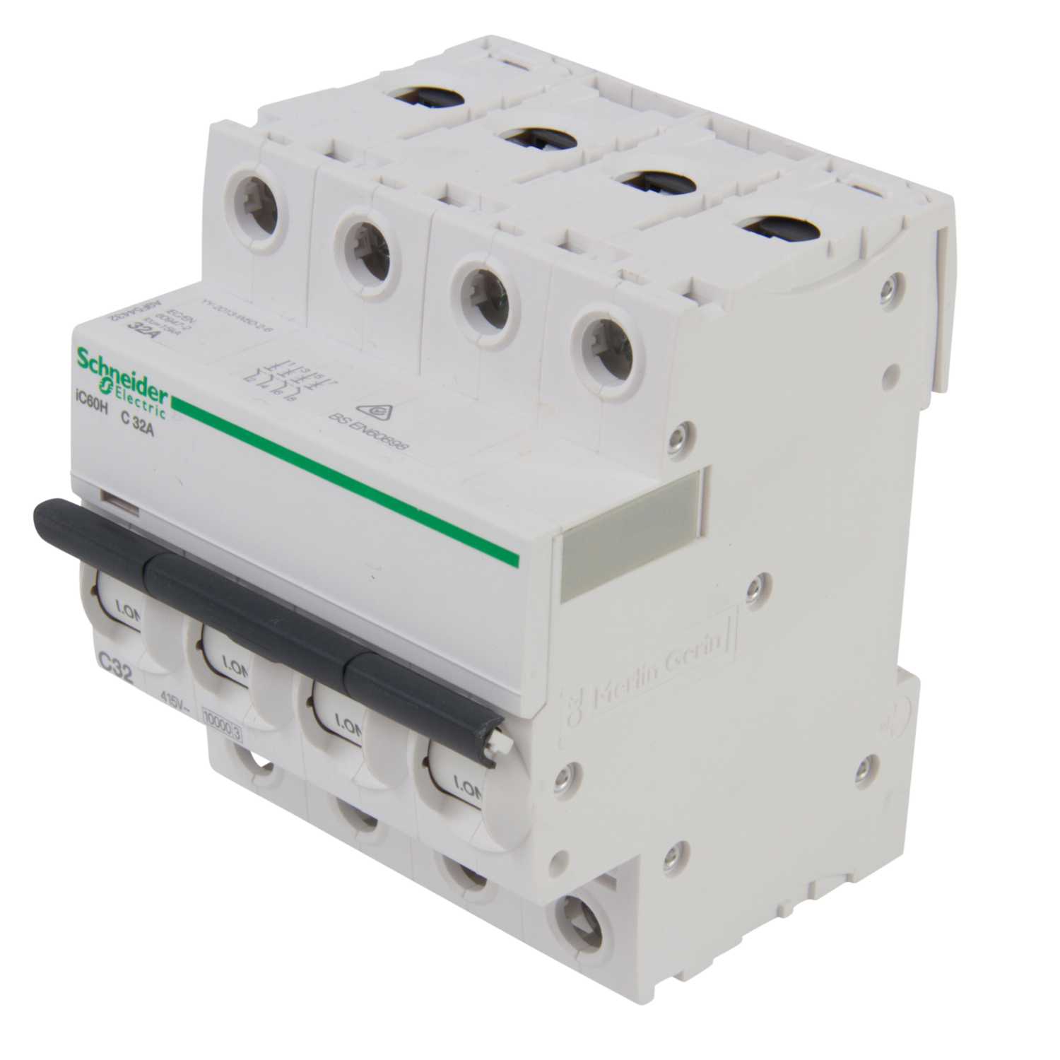 Schneider Acti9 32A Four Pole 10kA C Curve MCB (A9F54432) | CEF