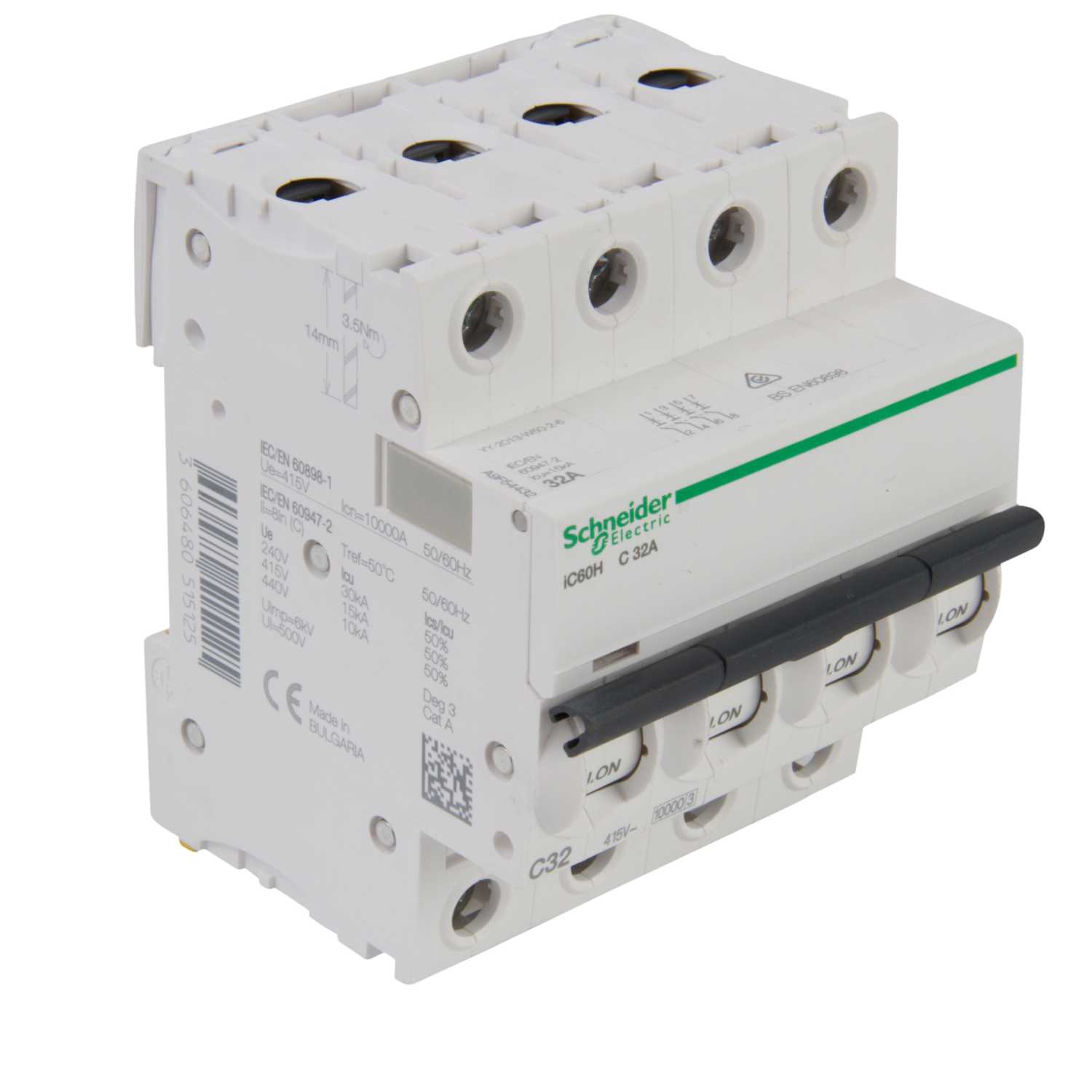 Schneider Acti9 32A Four Pole 10kA C Curve MCB (A9F54432) | CEF