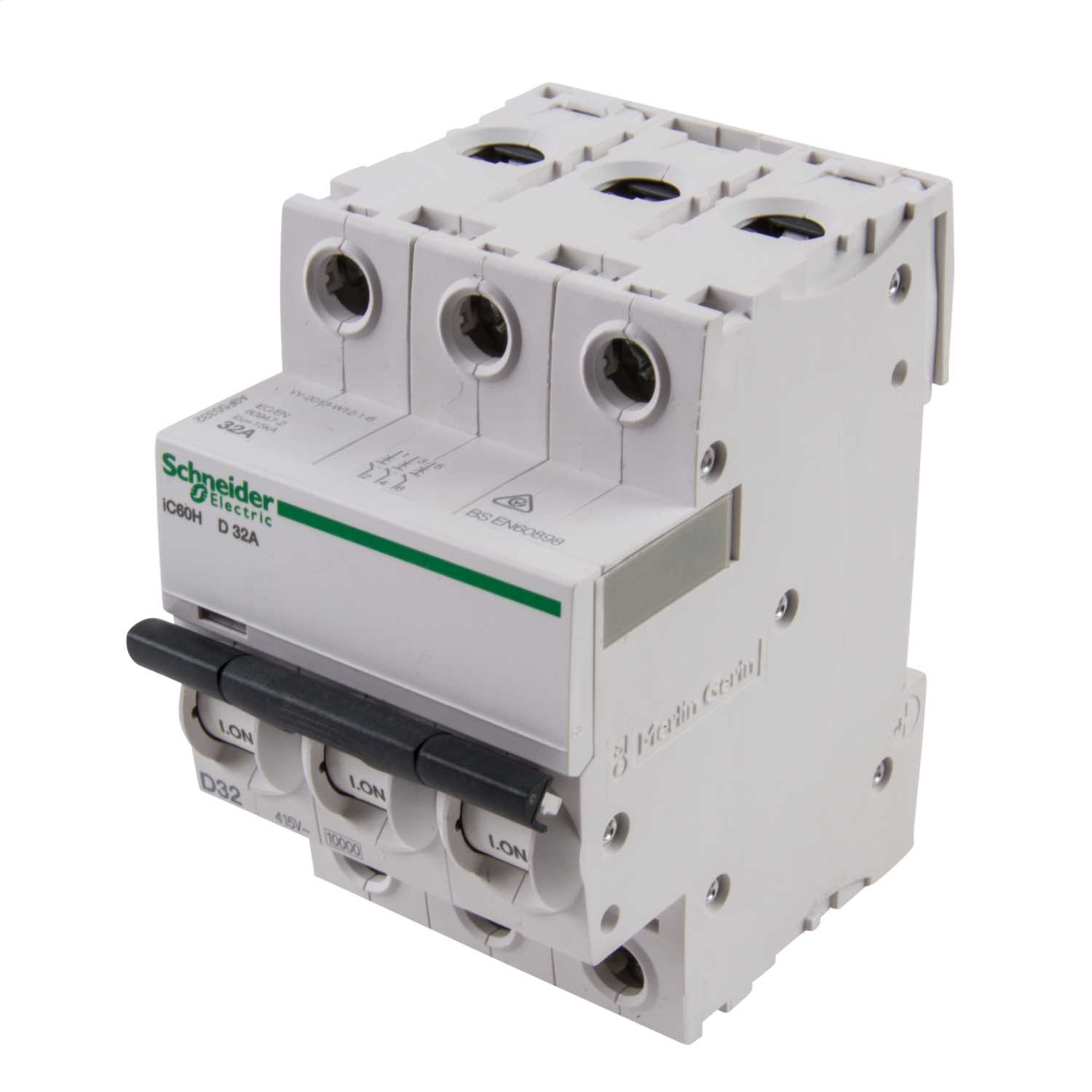 Schneider Acti9 32A Triple Pole 10kA D Curve MCB (A9F55332) | CEF