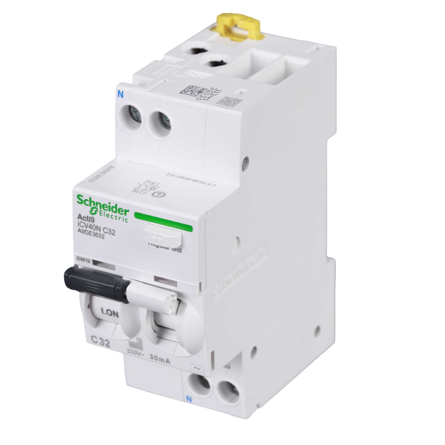 Schneider Acti9 32A Single Pole and Neutral 2 Module C Curve 6kA 30mA Type AC RCBO (A9DE3632) | CEF