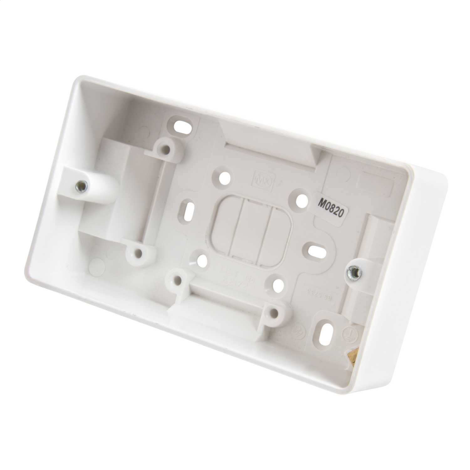 MK Logic Plus 2 Gang 40mm Pattress Back Box White (K2172WHI) | CEF
