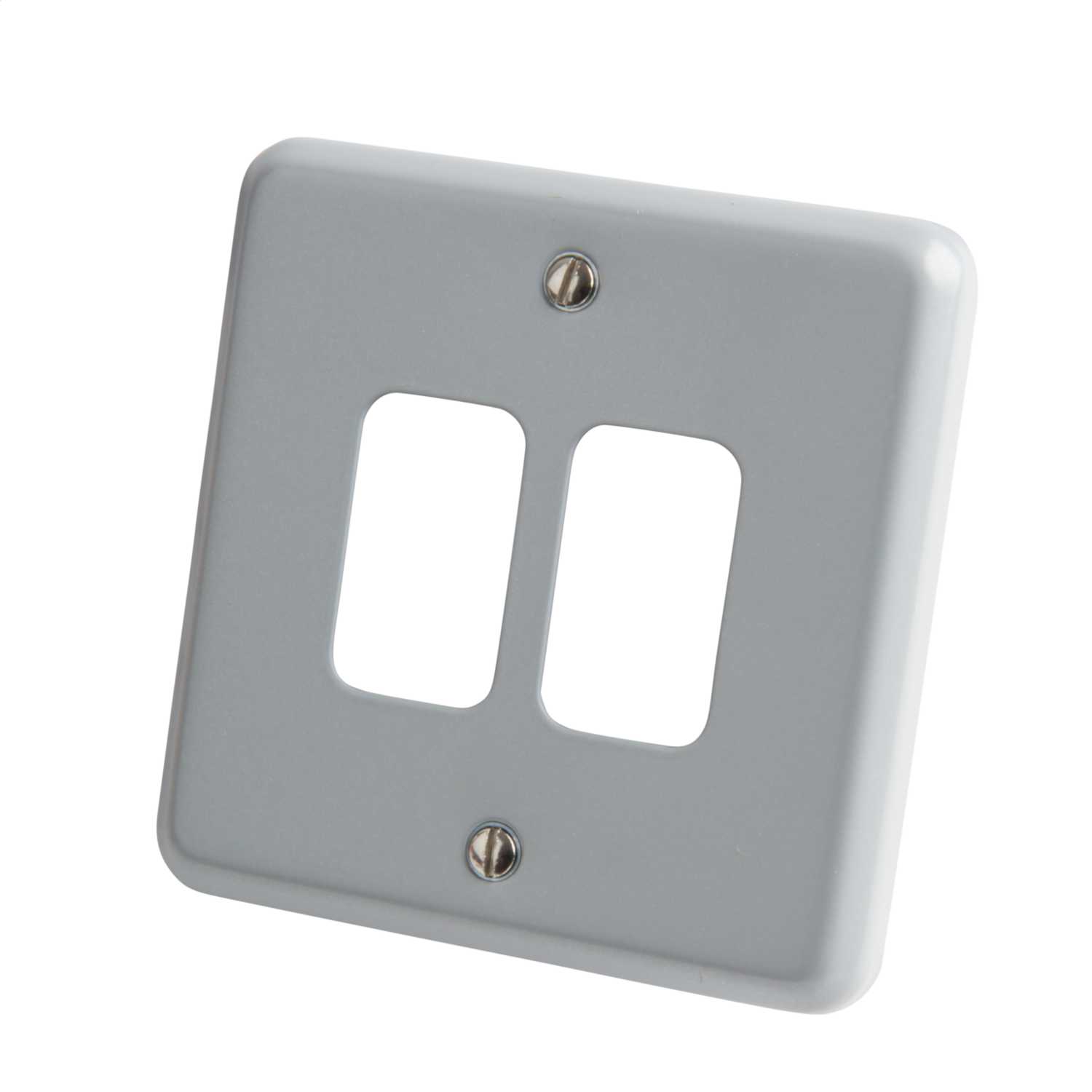 MK Grid Plus 2 Gang Grid Front Plate Metalclad (K3492ALM) | CEF