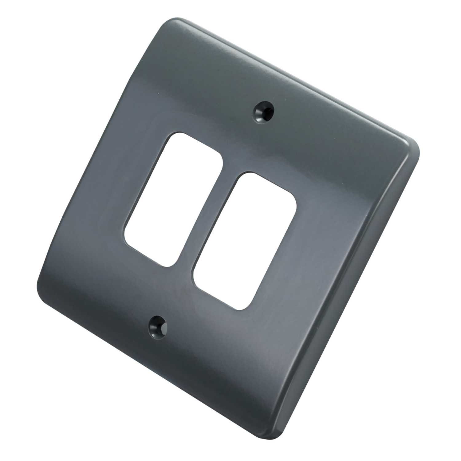 MK Grid Plus 2 Gang Grid Front Plate Grey (K3632GRA) | CEF