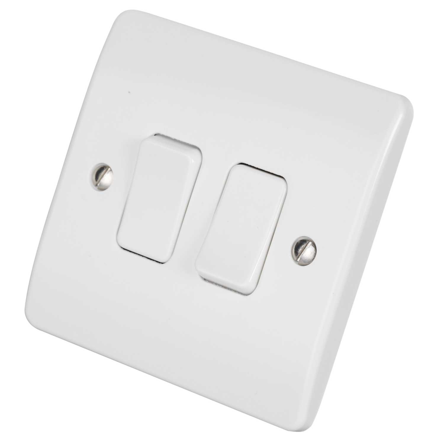 MK Logic Plus 10A 2 Gang 2 Way Light Switch White (K4872WHI) | CEF