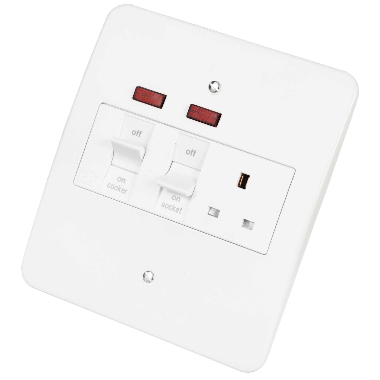 MK Logic Plus 45A DP Cooker Control Unit with Neon White Metal Flush ...