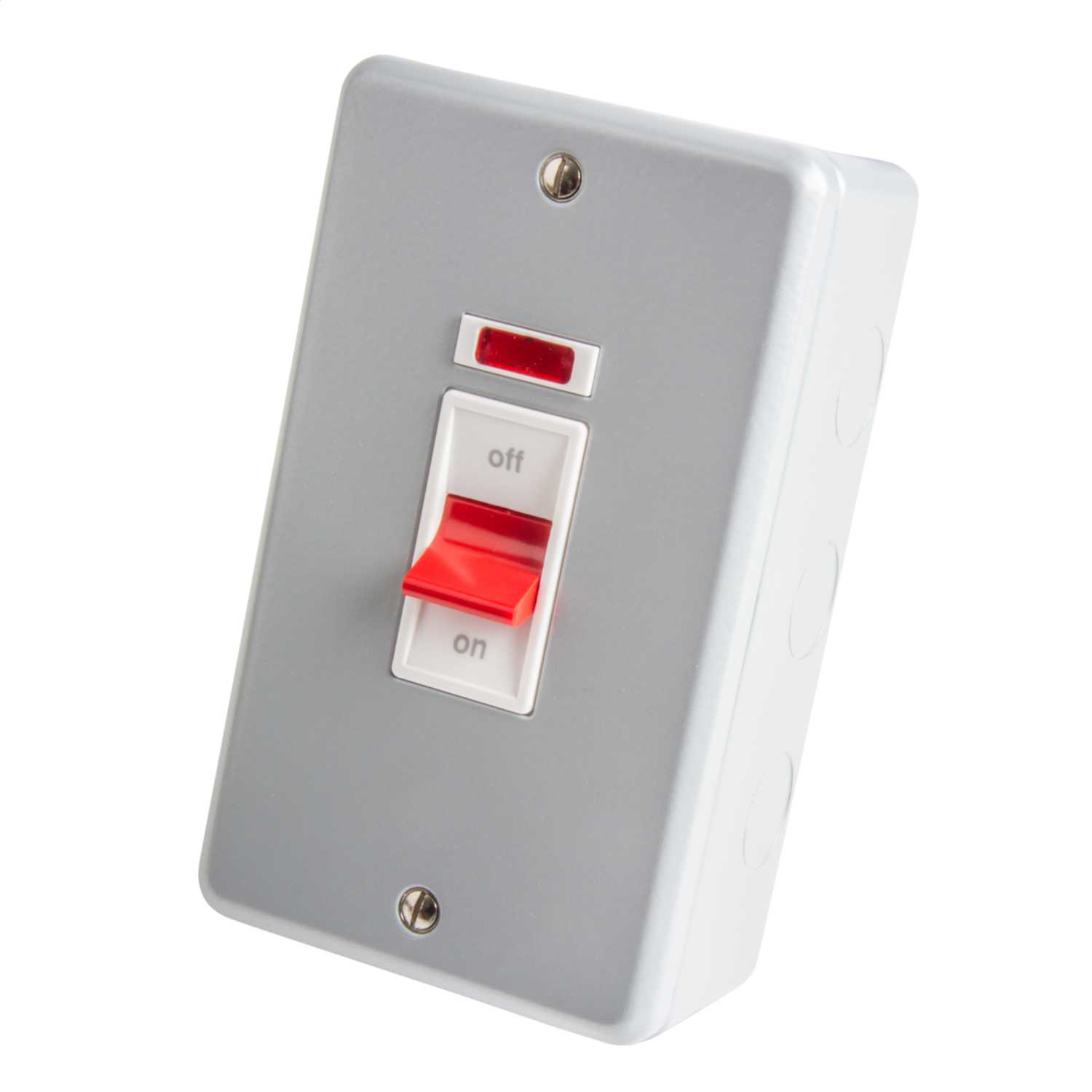 MK Metalclad Plus 45A DP 2 Gang Vertical Switch with Neon Metal Clad ...