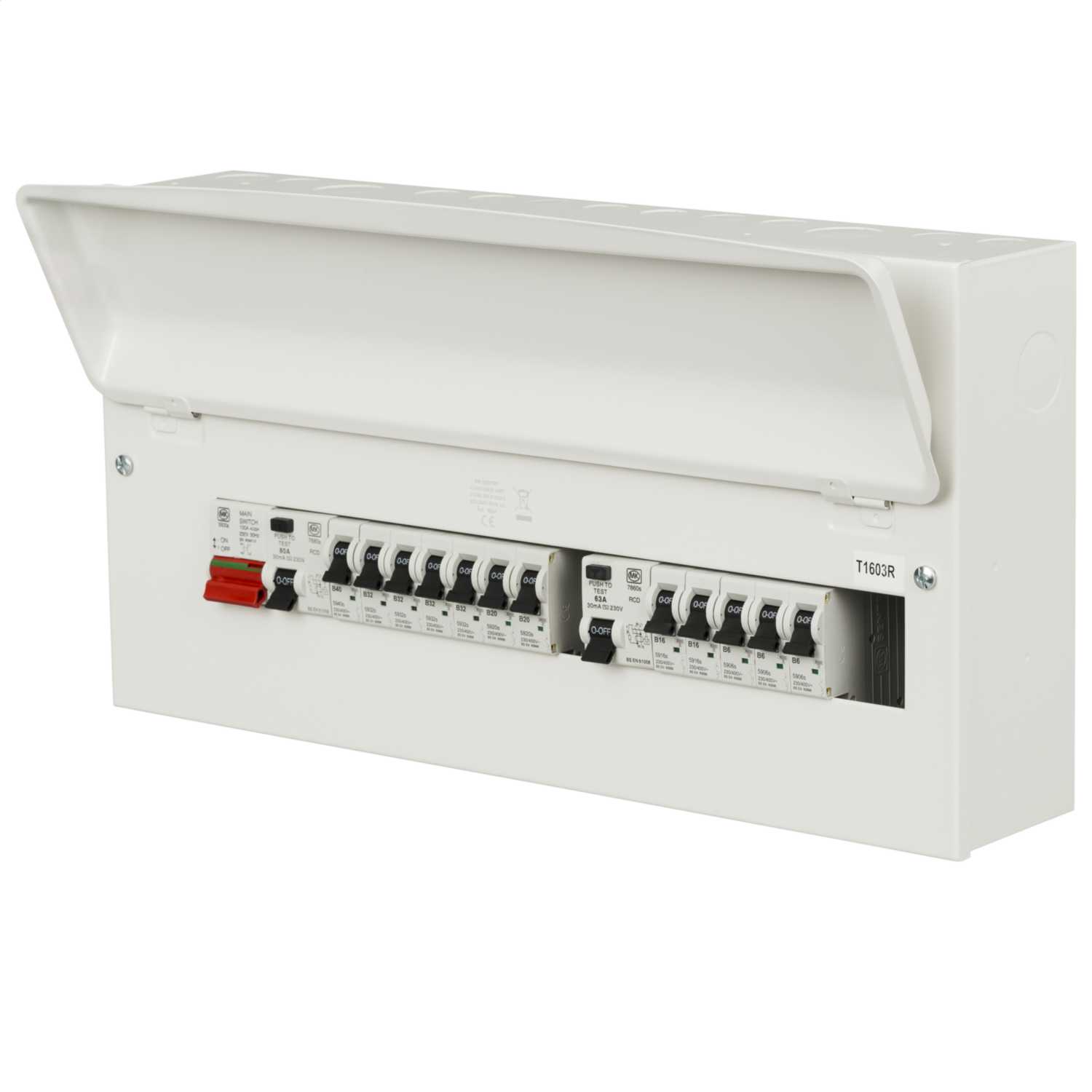 MK Sentry 15 Way Flexible Dual RCD Metal Clad Consumer Unit with 12 x MCB's (K7678SMET) | CEF