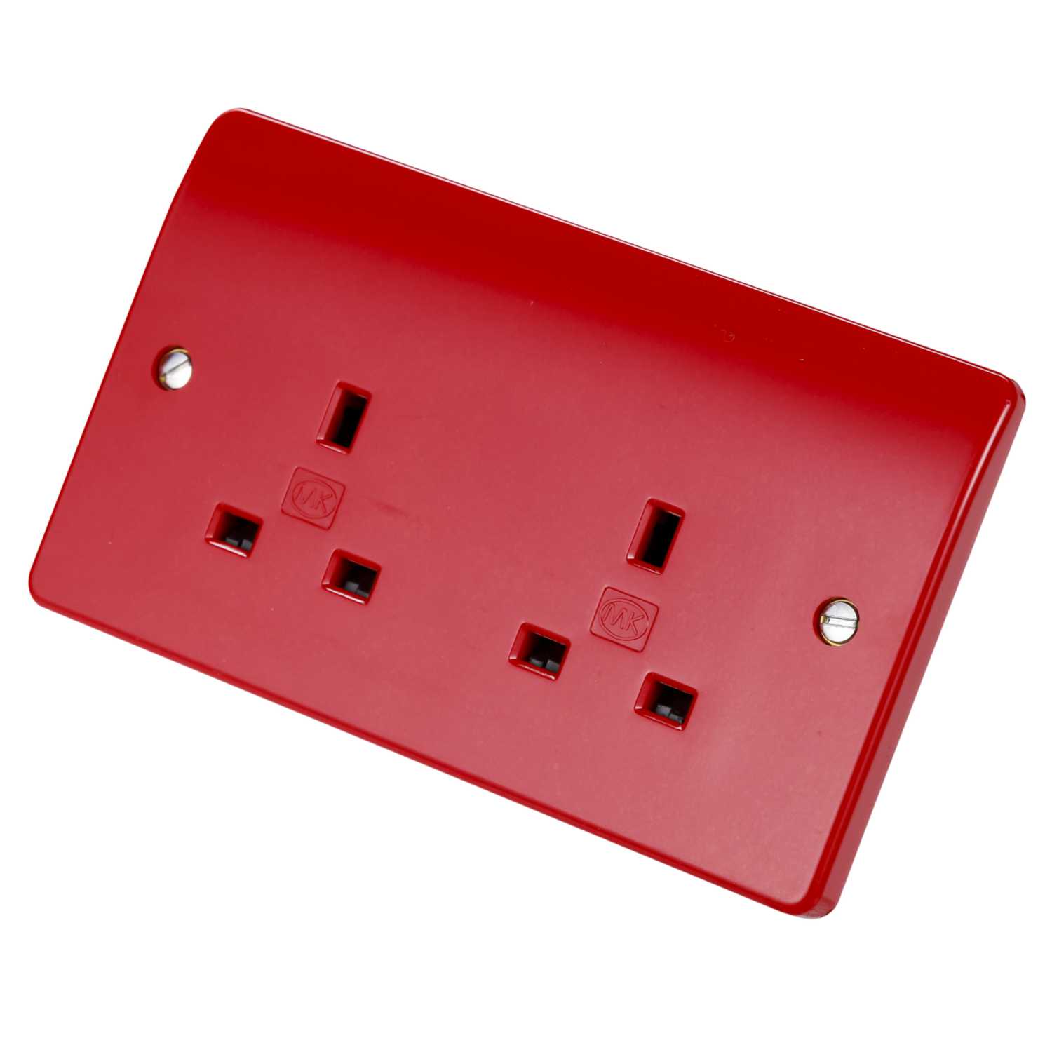 MK Logic Plus 13A 2 Gang Unswitched Socket Red (K781RED) | CEF